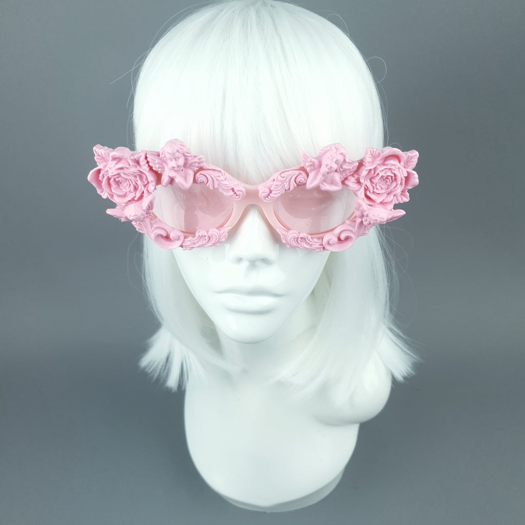 "Immortal" Pink Angel, Rose & Filigree Catseye Sunglasses – Pearls & Swine