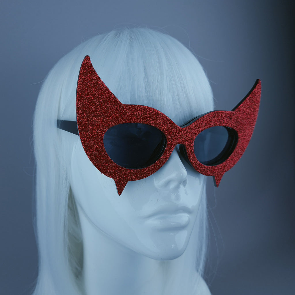"Diablo" Red Glitter Devil Horn Sunglasses – Pearls & Swine