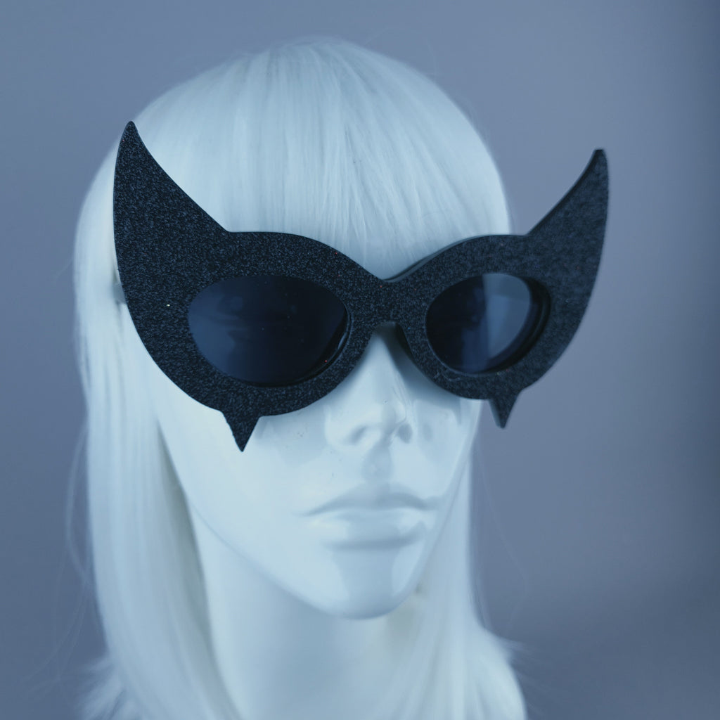 "Diablo" Black Glitter Devil Horn Sunglasses – Pearls & Swine