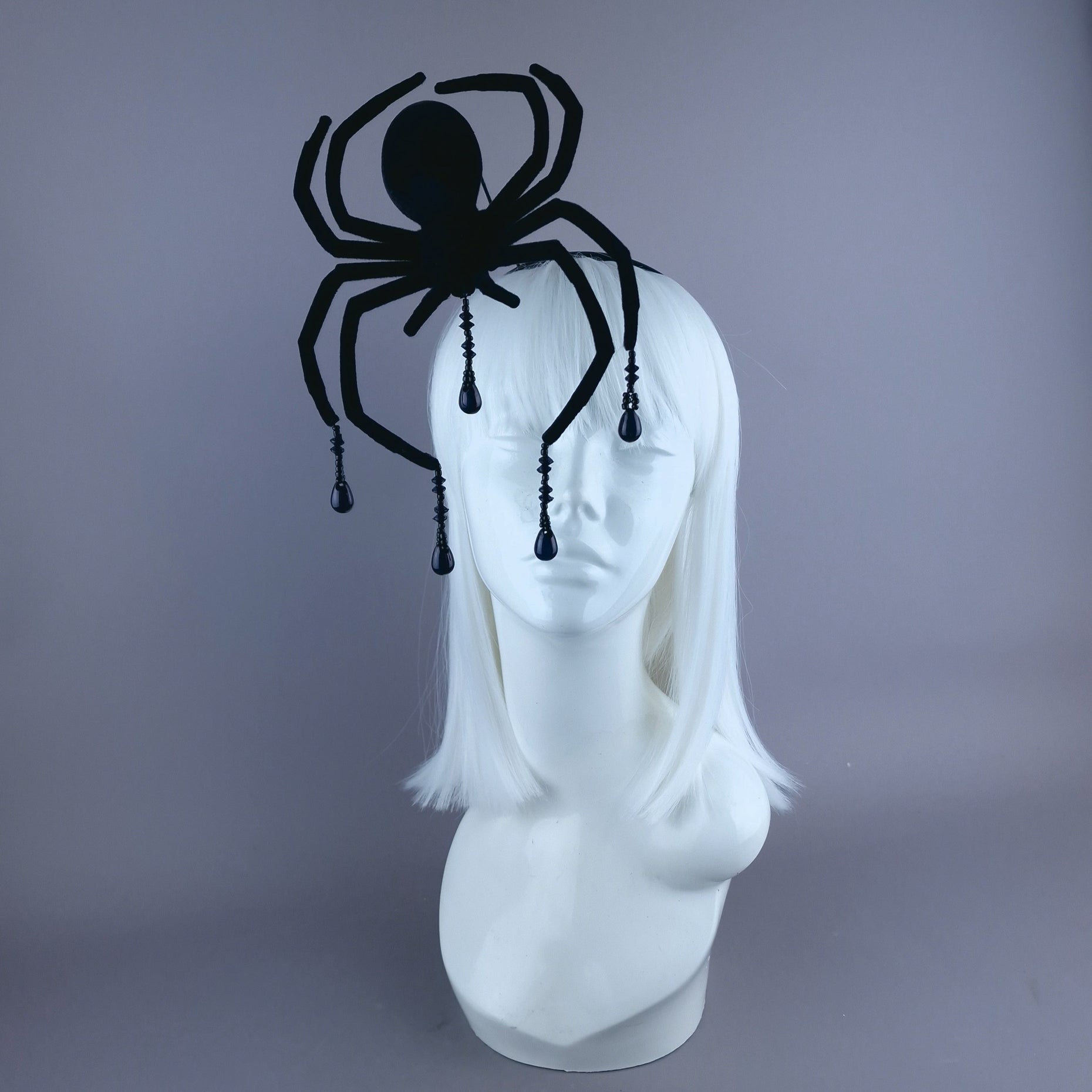 "Arachne" Black Velvet Spider Beading Headpiece – Pearls & Swine