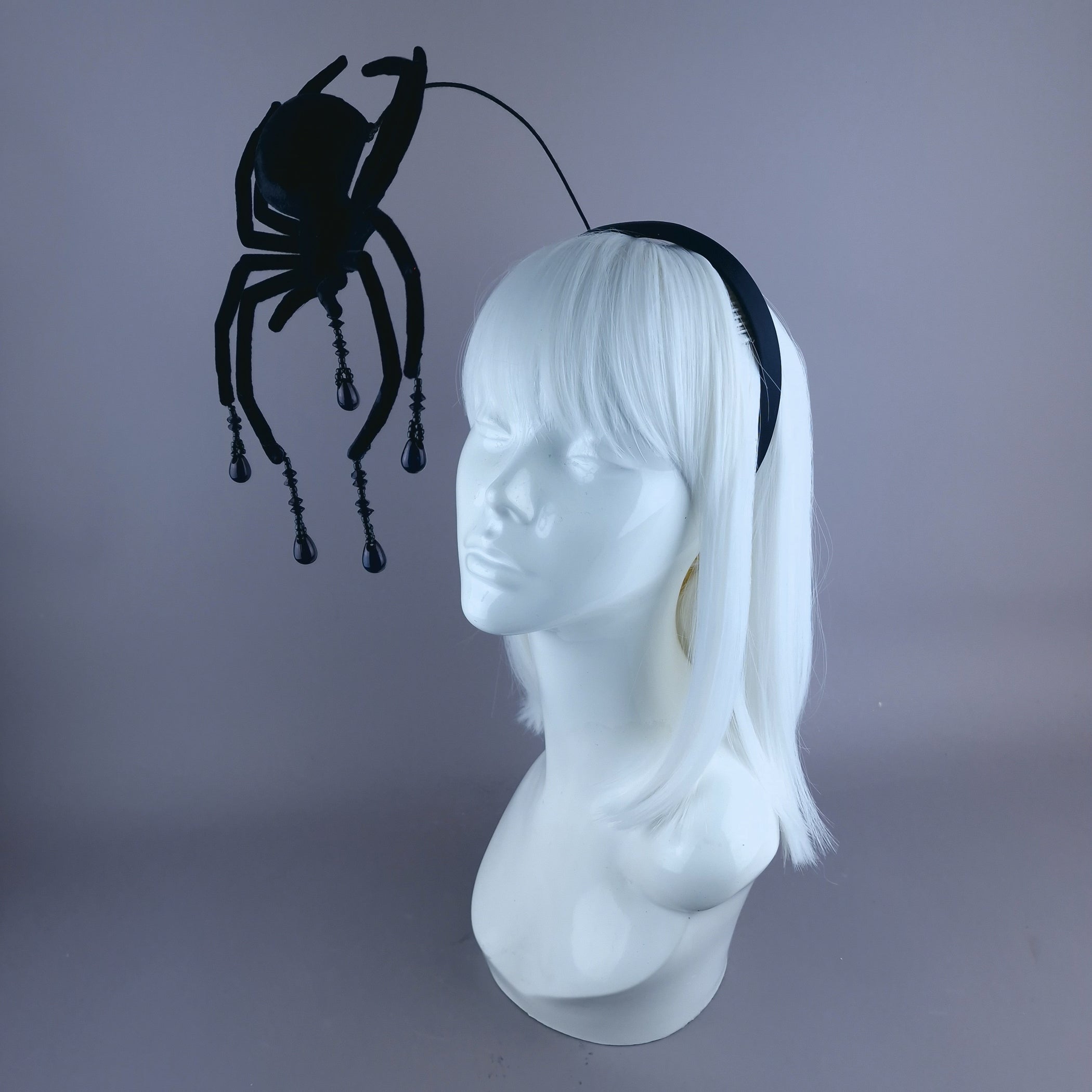 "Arachne" Black Velvet Spider Beading Headpiece – Pearls & Swine