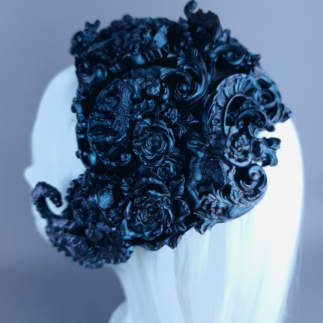 "Cocidius" Teal Filigree Angel Vintage Shaped Fascinator Hat – Pearls ...