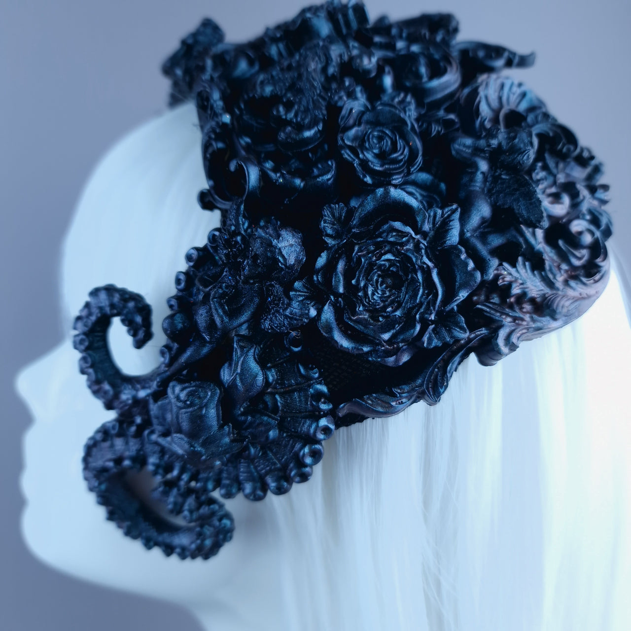 "Cocidius" Teal Filigree Angel Vintage Shaped Fascinator Hat – Pearls ...