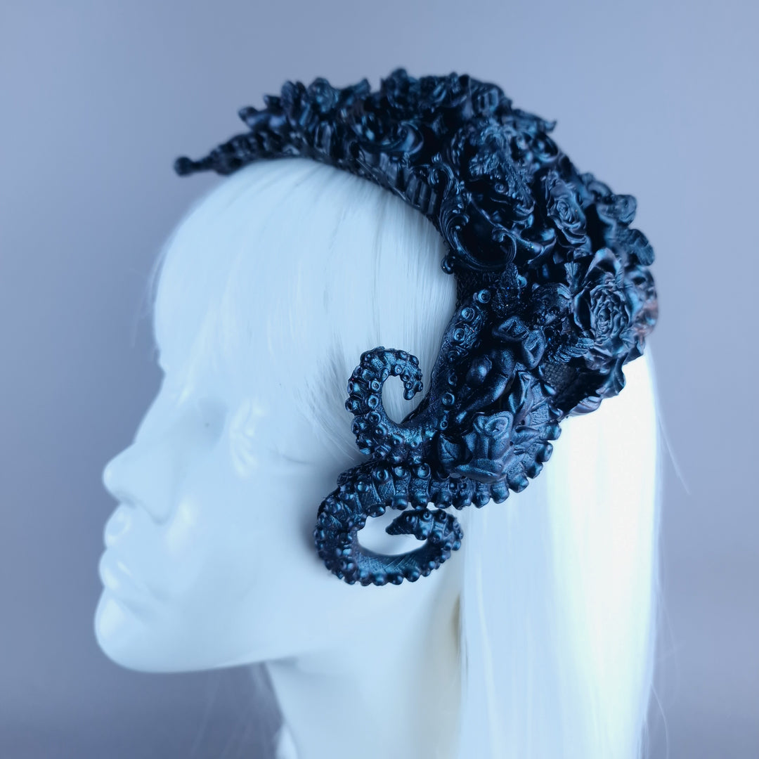 "Cocidius" Teal Filigree Angel Vintage Shaped Fascinator Hat – Pearls ...