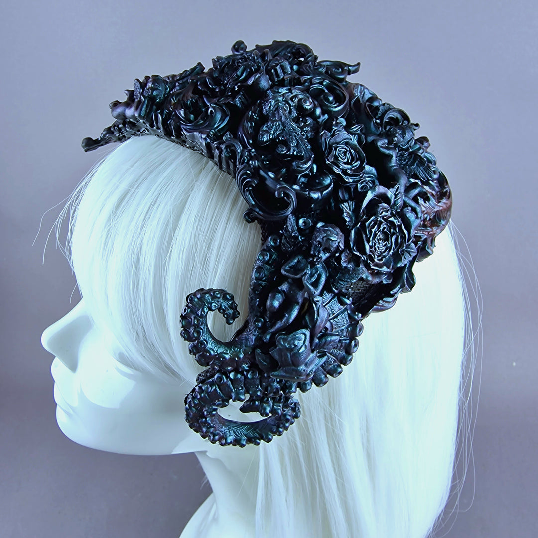 "Cocidius" Teal Filigree Angel Vintage Shaped Fascinator Hat – Pearls ...