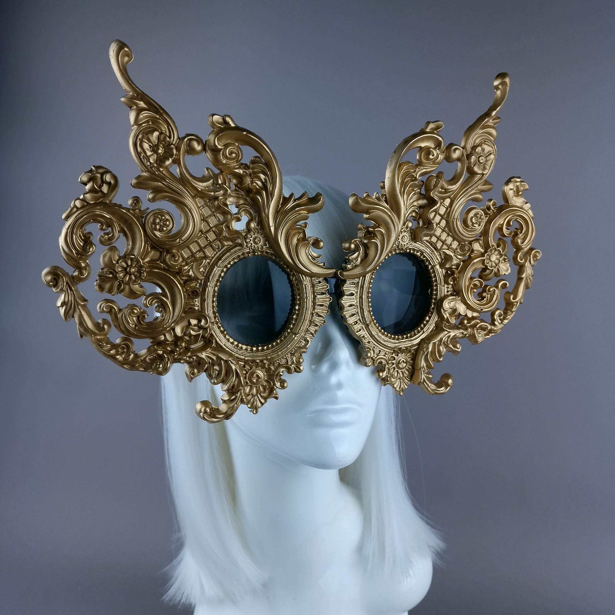 "Mōlina" Enormous OTT Gold Filigree Sunglasses Mask – Pearls & Swine