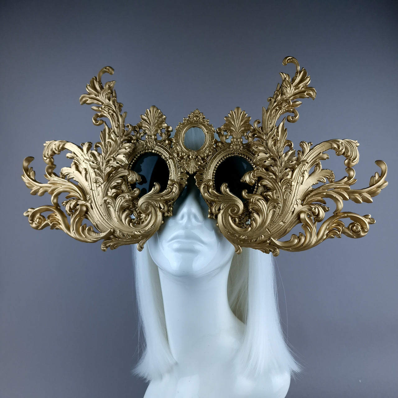 "Monstera" Enormous OTT Gold Filigree Sunglasses Mask – Pearls & Swine