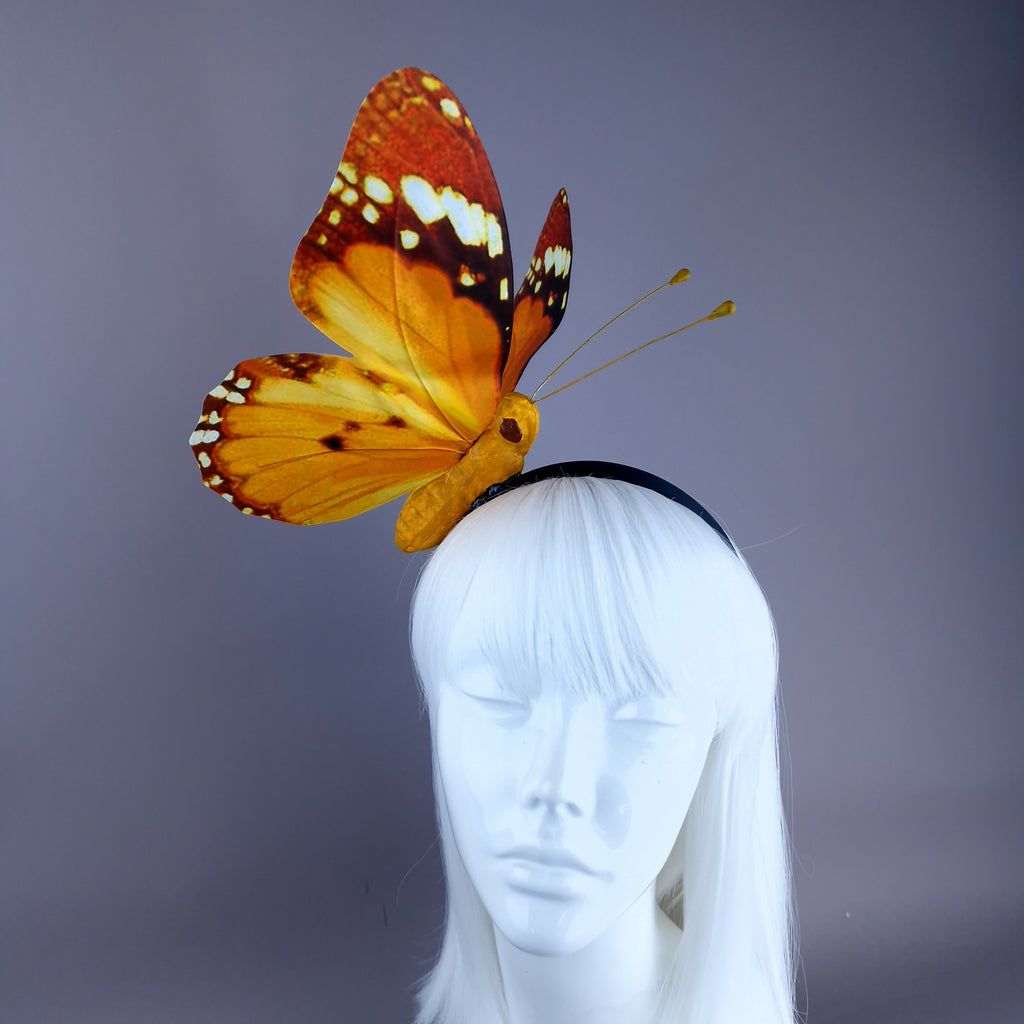 "Kocho" Giant Orange Butterfly Headdress – Pearls & Swine
