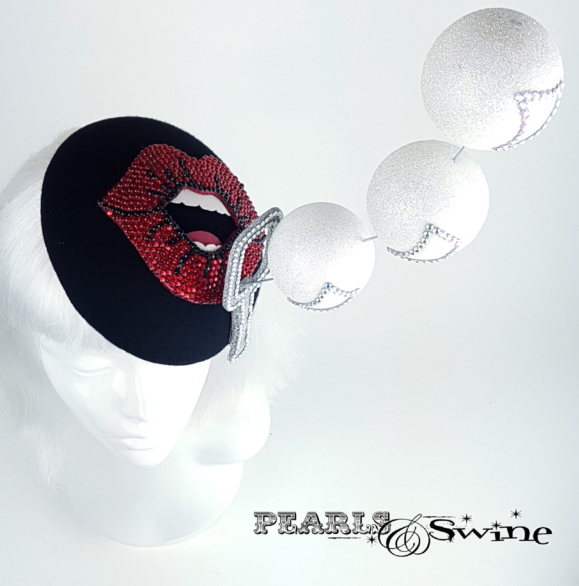 "Bubble Blower" Red Crystal Lips Hat – Pearls & Swine