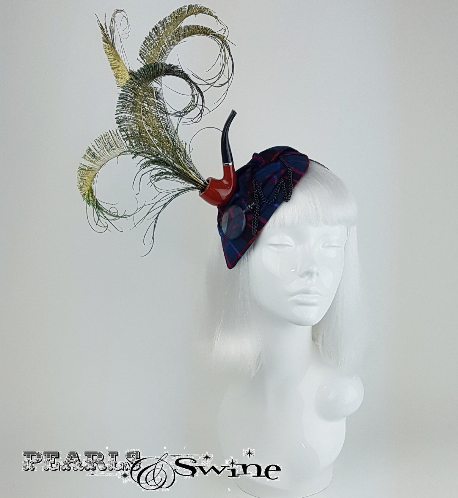 Stylish Tartan Pipe and Monocle Hat "Elementary" – Pearls & Swine