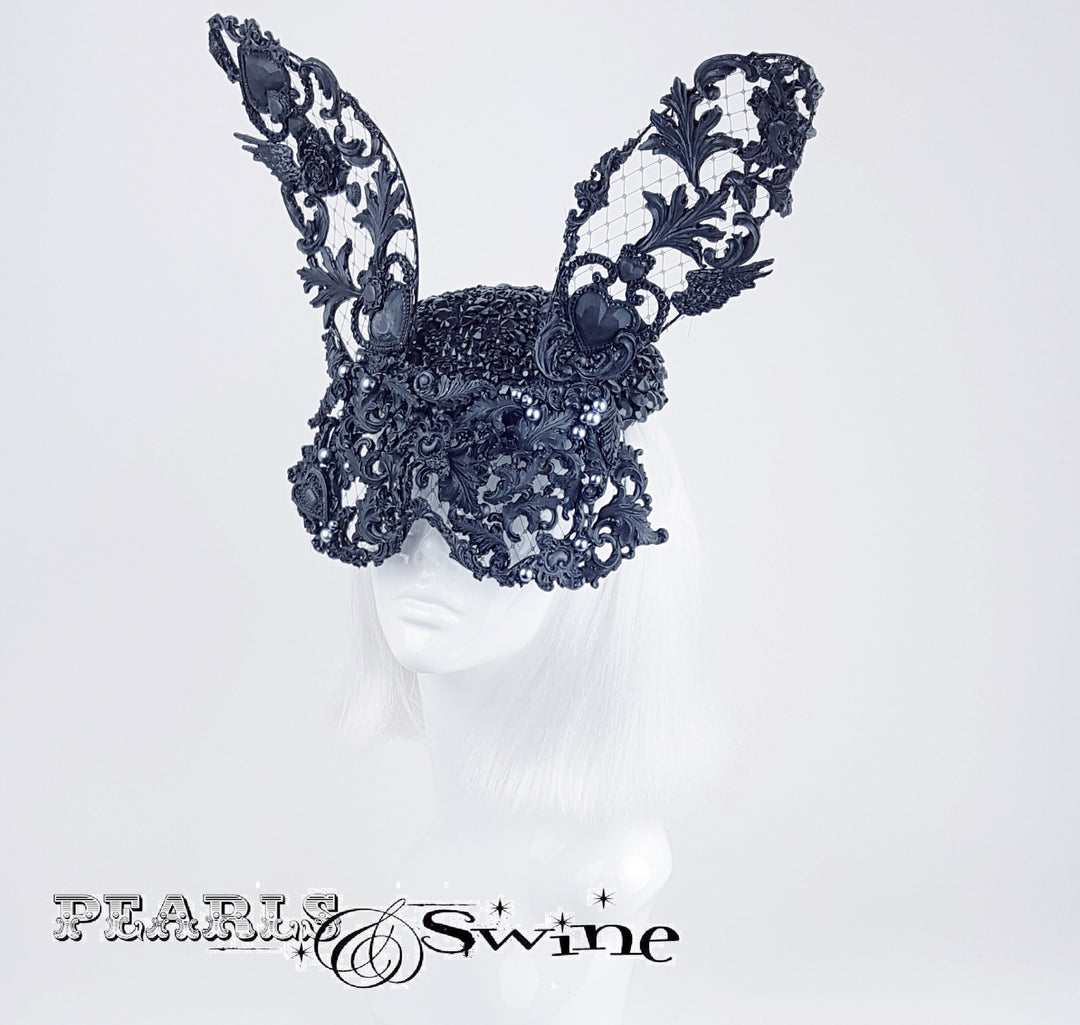 Black Lace Rabbit Mask Hat "Wicked" – Pearls & Swine