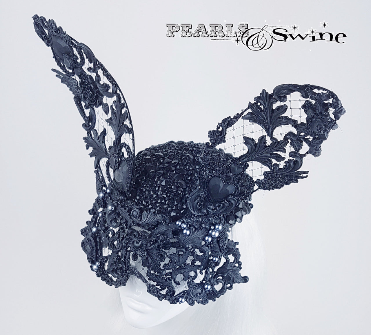 Black Lace Rabbit Mask Hat "Wicked" – Pearls & Swine